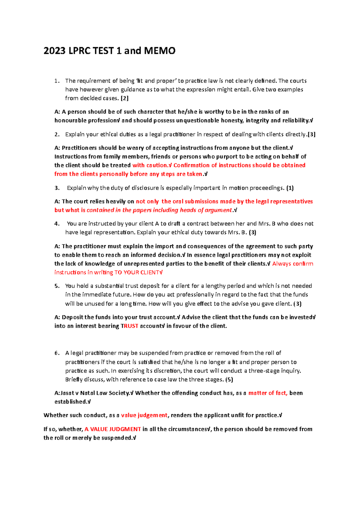 2023 LPRC TEST 1 MEMO - LPRC TEST 1 MEMO - 2023 LPRC TEST 1 and MEMO ...