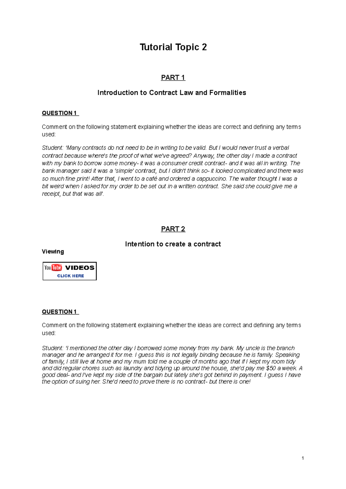 Tutorial Topic 2 Week 3 - Tutorial Topic 2 PART 1 Introduction to ...