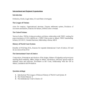 1. Introduction to International Organizations - i. Definition ii ...