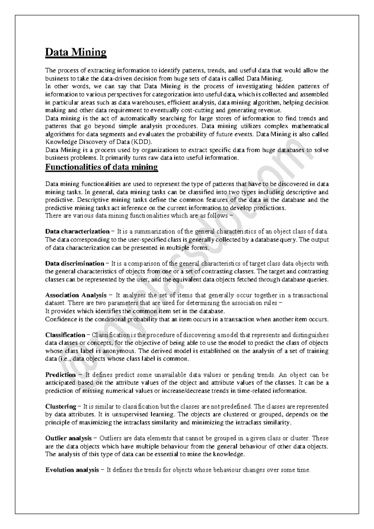 Data Mining Unit 1 Why Data Mining What Data Mining Data Mining The 9798