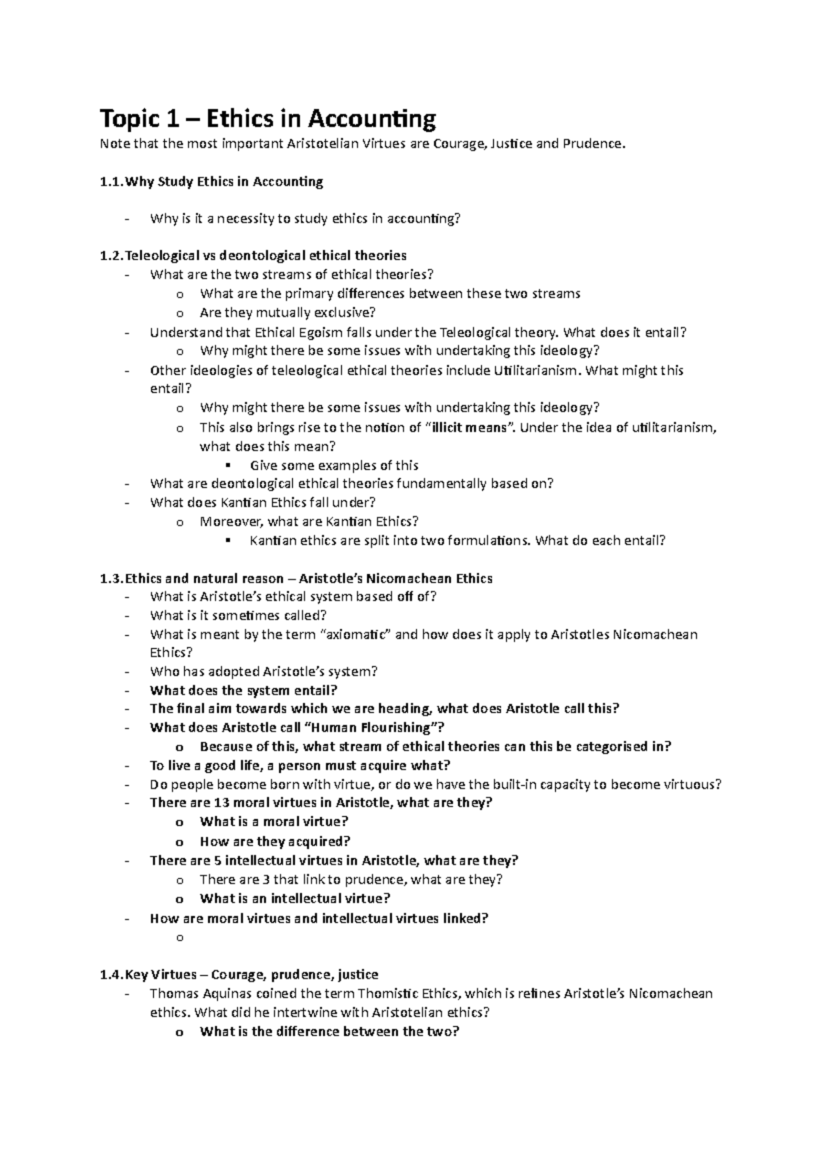 Self Study - Topic 1 - Introduction to Ethics - Topic 1 – Ethics in ...