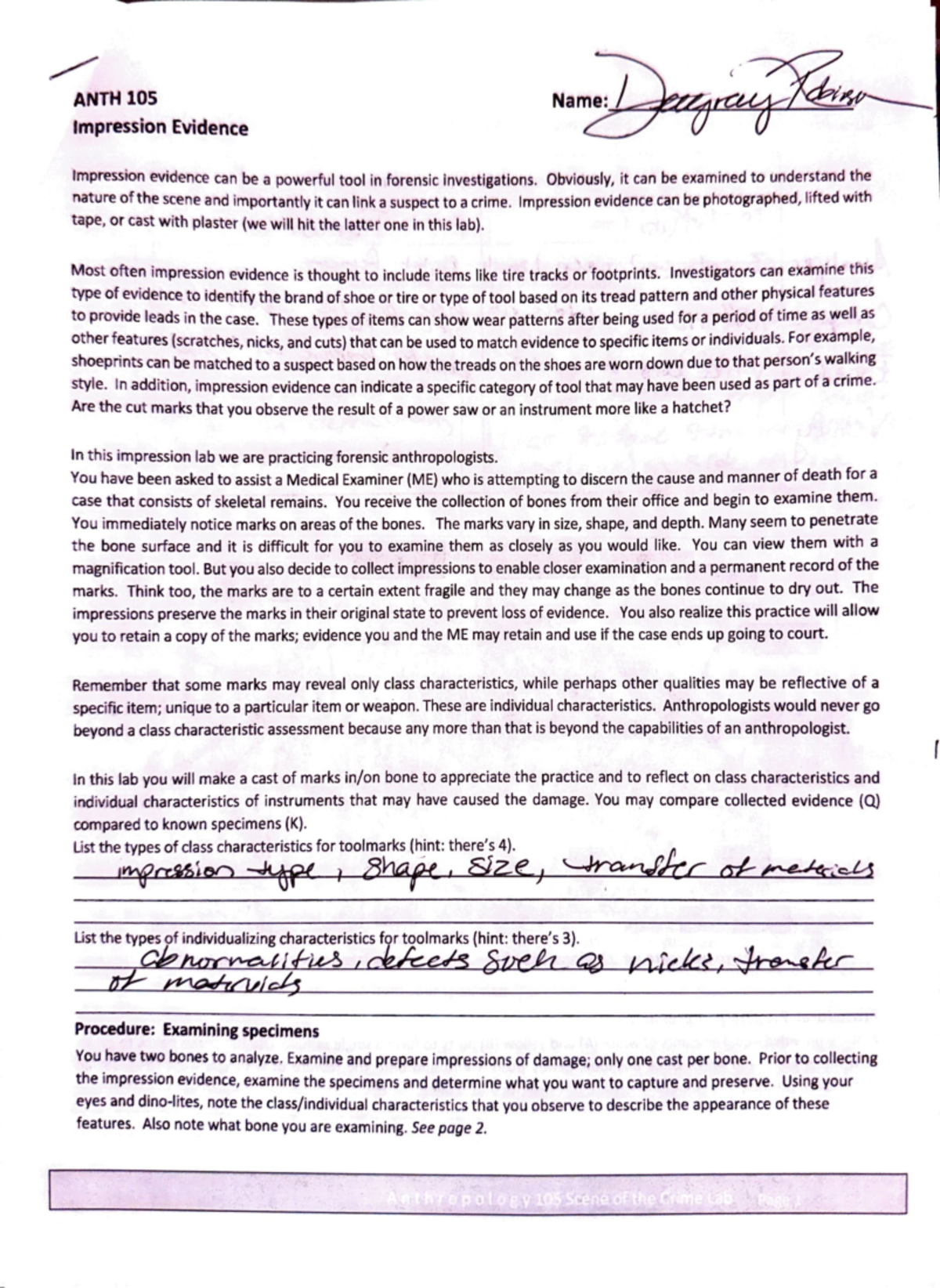 Adobe Scan Mar 19, 2023 - Notes - ####### ANTH 105 ####### Impression ...