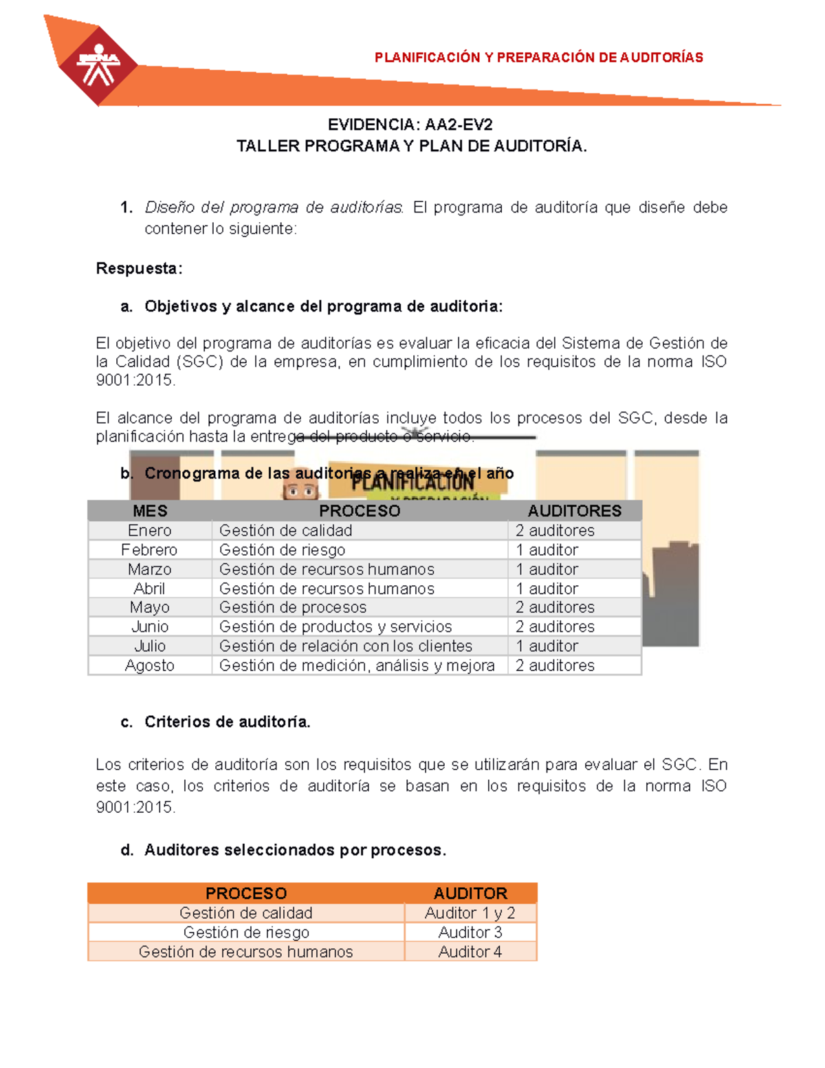 Formato Evidencia AA2 Ev2 Taller Programa y Plan de Auditoria - EVIDENCIA: AA2-EV TALLER ...