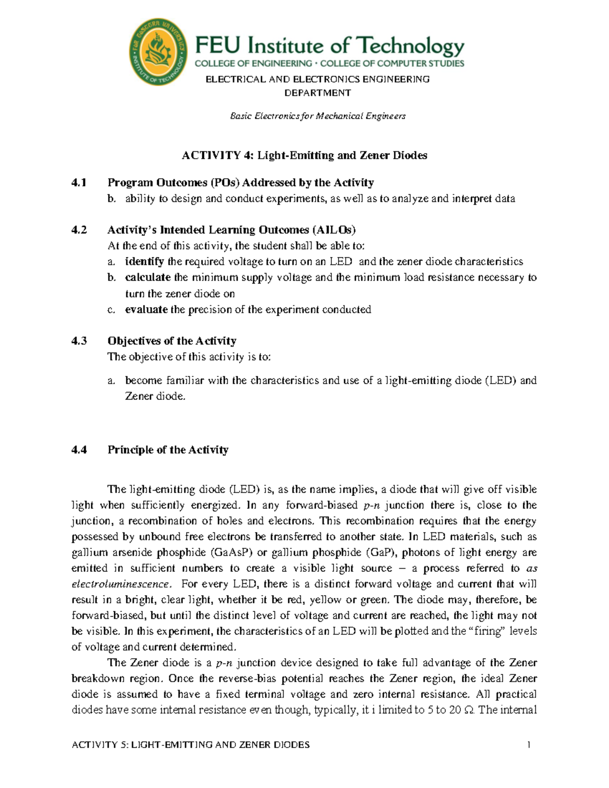 -M4 Technical- COE0047L copy - ACTIVITY 4 : Light-Emitting and Zener ...