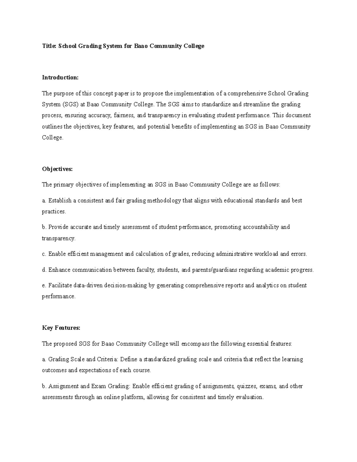 Concept Paper - School management System Proposal - Title: School ...