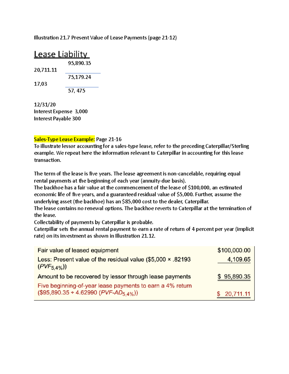 Illustration 21 - diagram - Illustration 21 Present Value of Lease ...