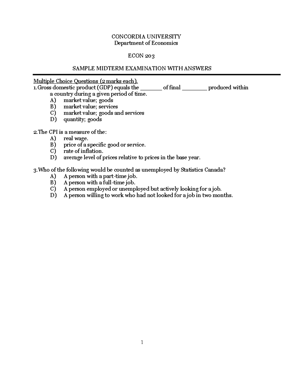 Midterm exam 2017, questions - CONCORDIA UNIVERSITY Department of ...