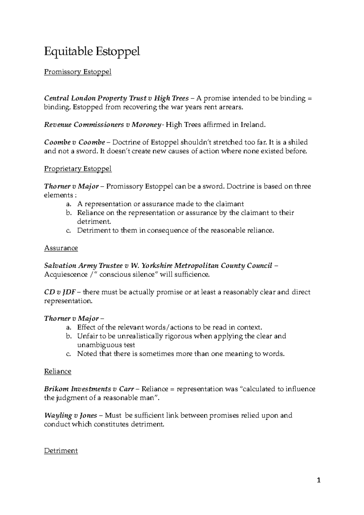 Equitable estoppel - Estopped from recovering the war years rent ...
