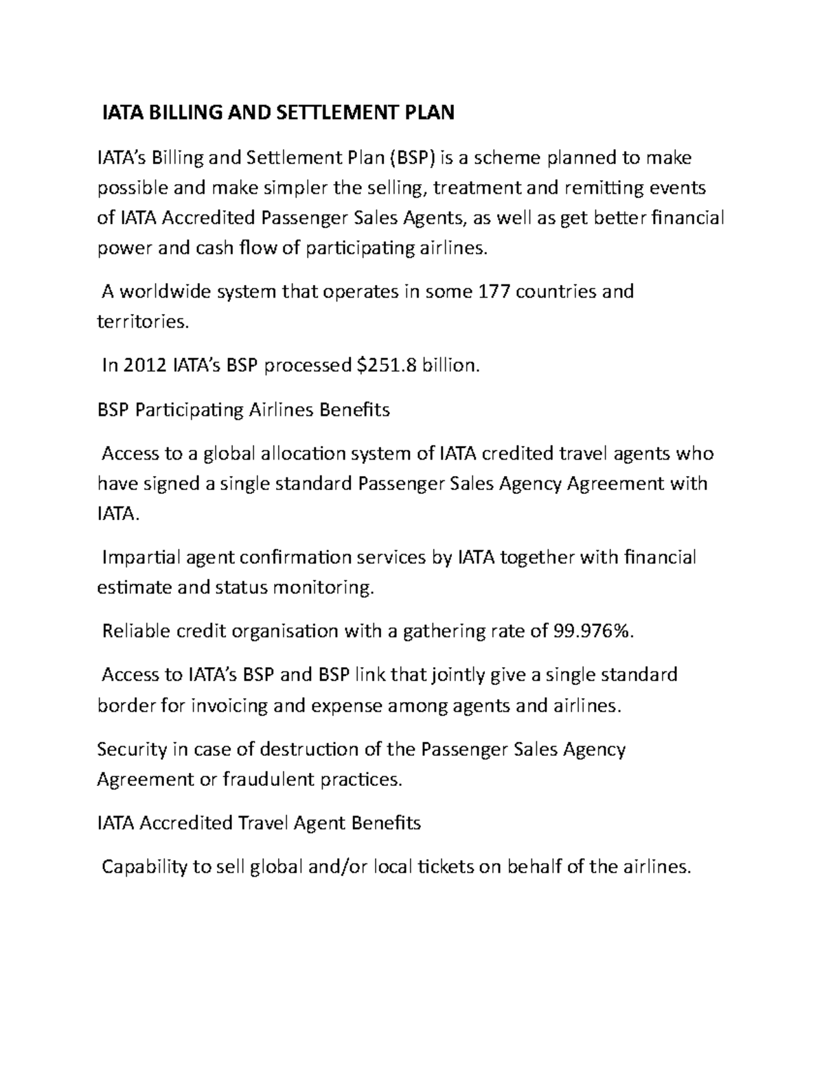 IATA Billing AND Settlement PLAN - IATA BILLING AND SETTLEMENT PLAN ...