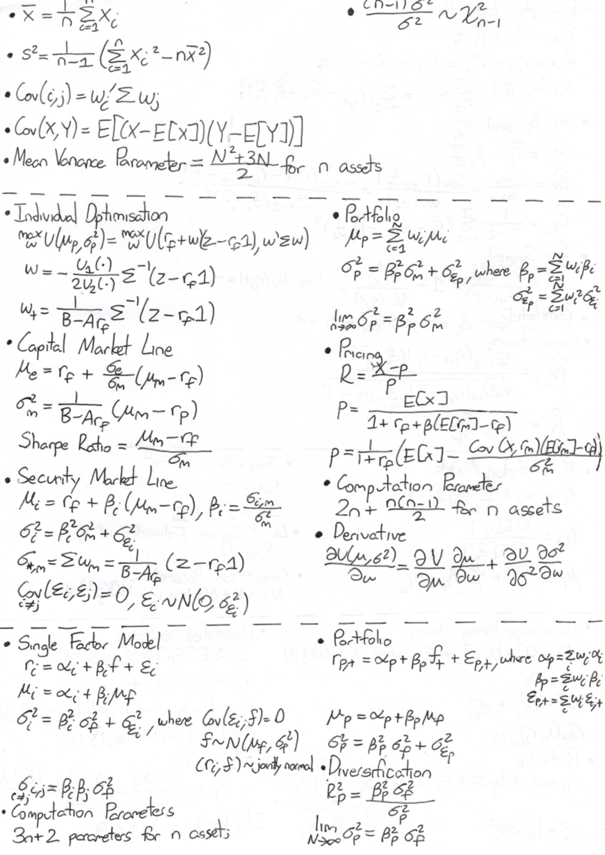 Module 2 - Formula cheat sheet for Week 2 - ACTL3182 - Studocu
