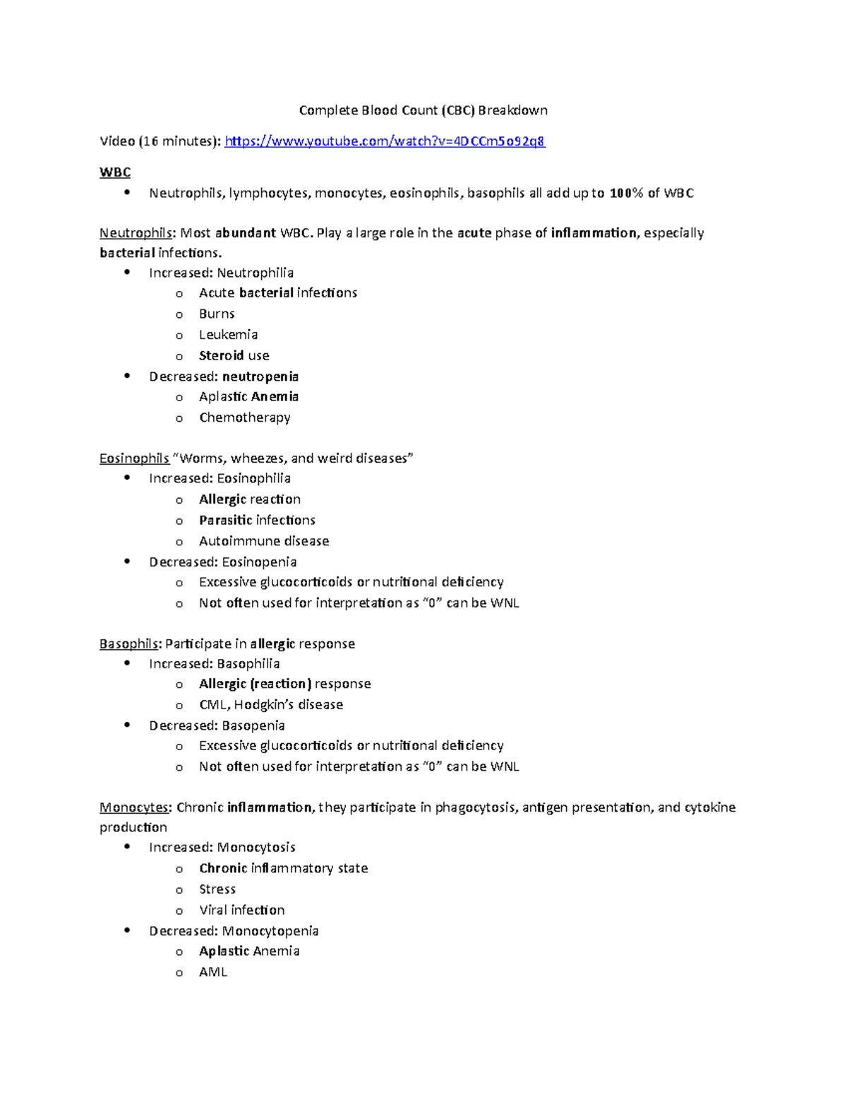 CBC WS Video - Complete Blood Count (CBC) Breakdown Video (16 minutes ...