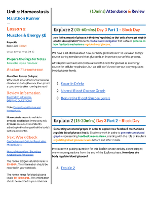 Lesson 1 Unit 1 Homeostasis Marathon Runner - Unit 1: Homeostasis ...