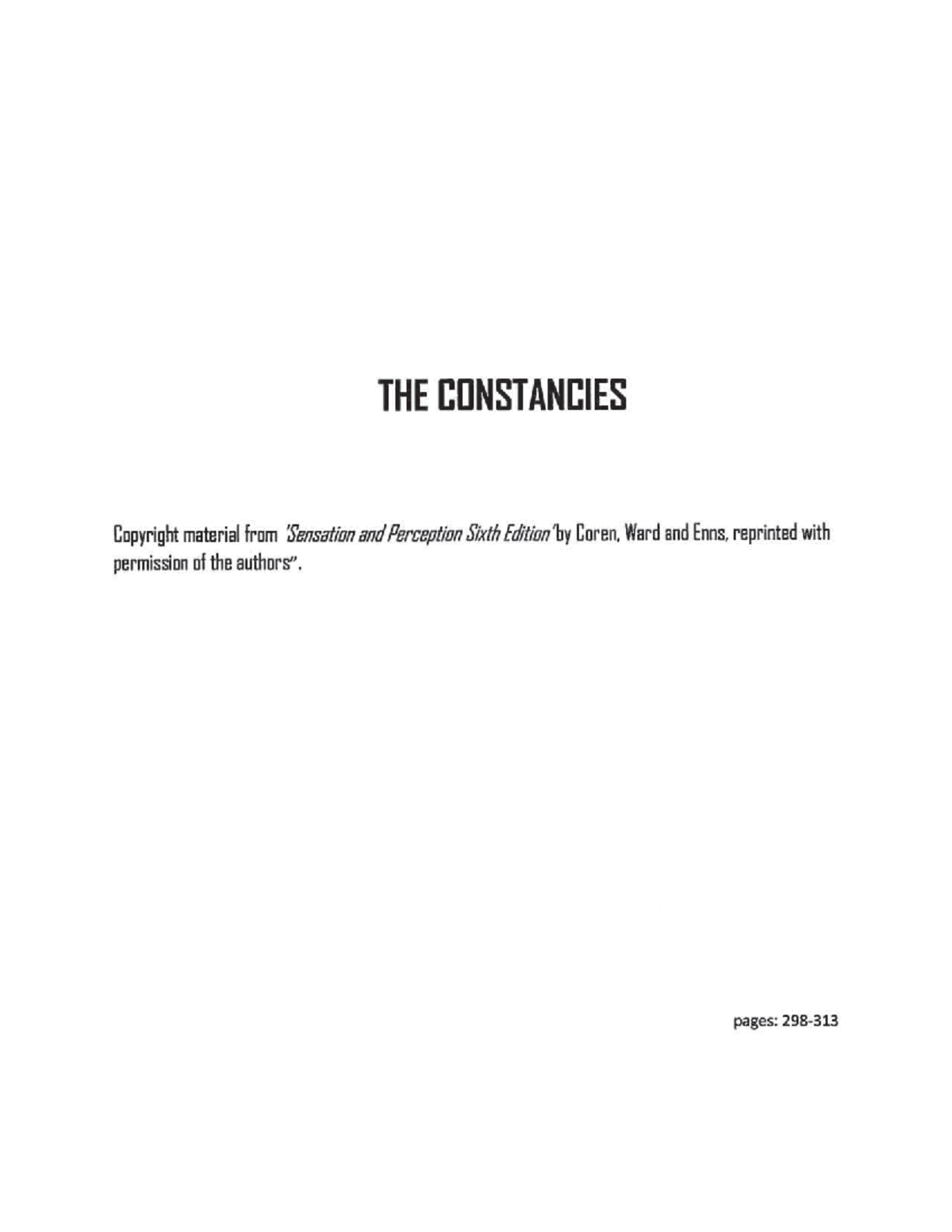 The Constancies - Psych 2115 - Studocu