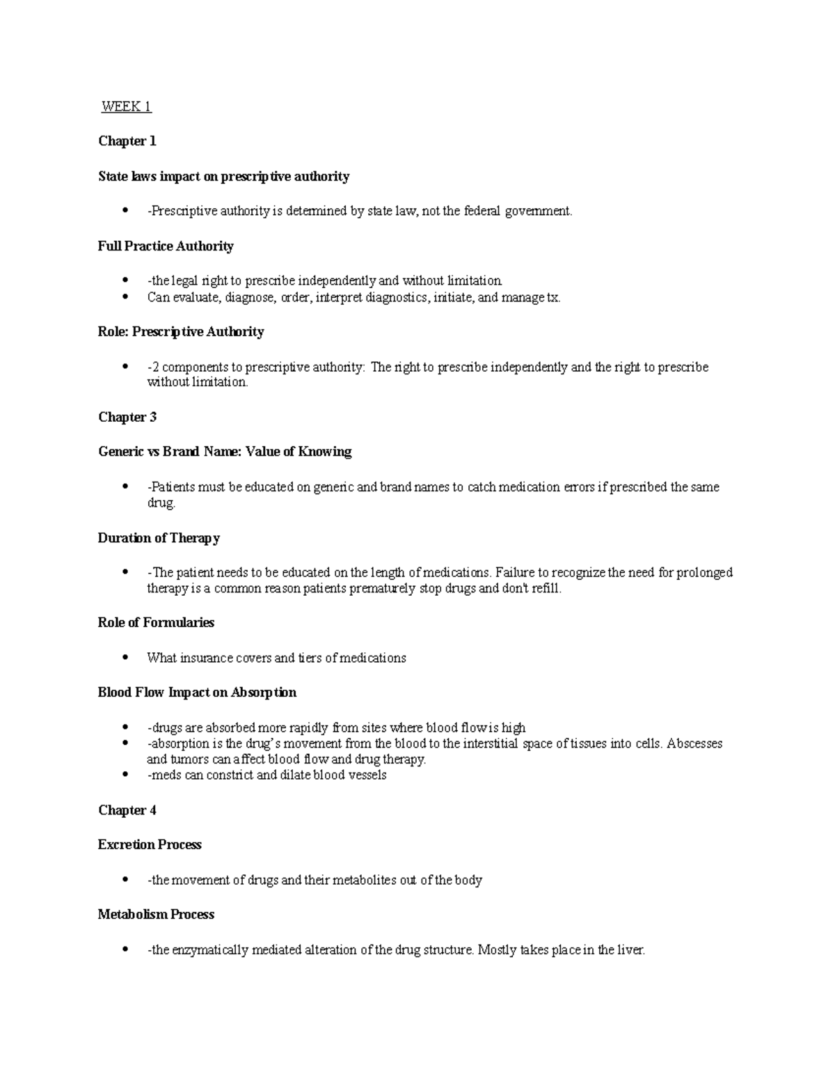 Midterm pharm - weeks 1-2 notes - WEEK 1 Chapter 1 State laws impact on ...