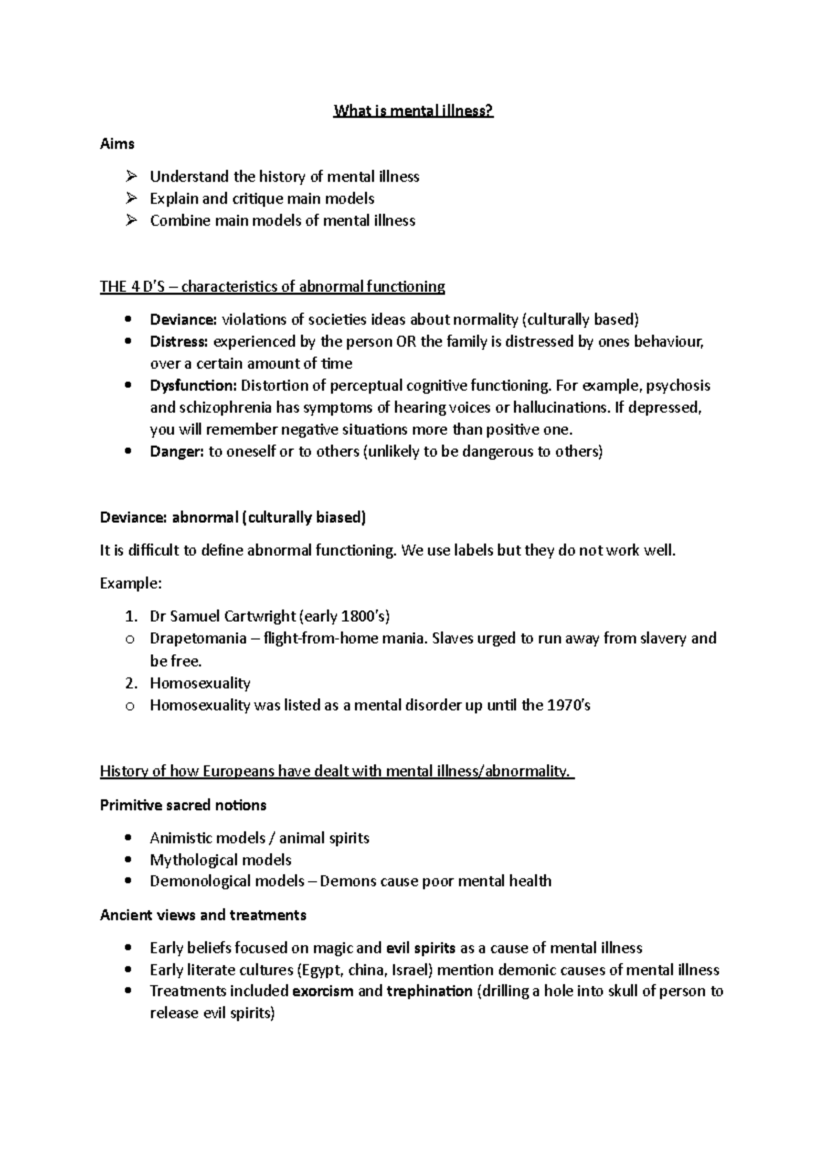 What is mental illness? - What is mental illness? Aims Understand the ...