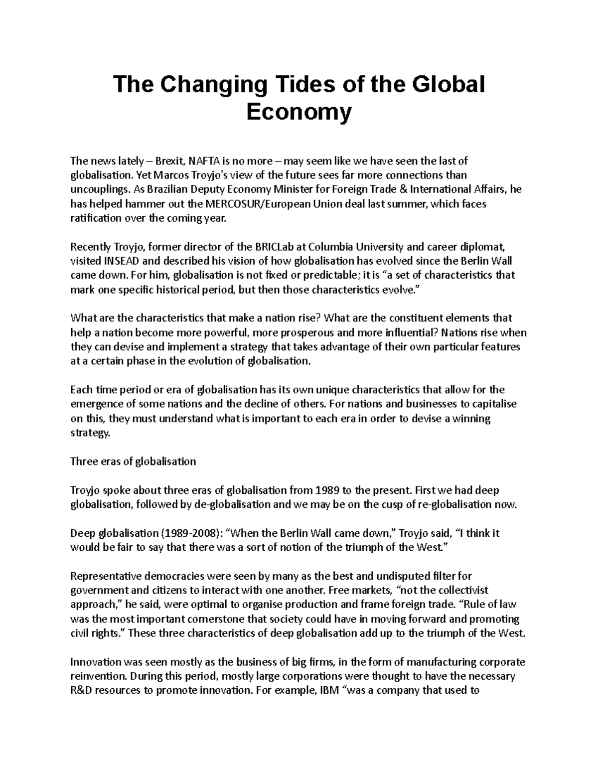 The Changing Tides of the Global Economy - The Changing Tides of the ...
