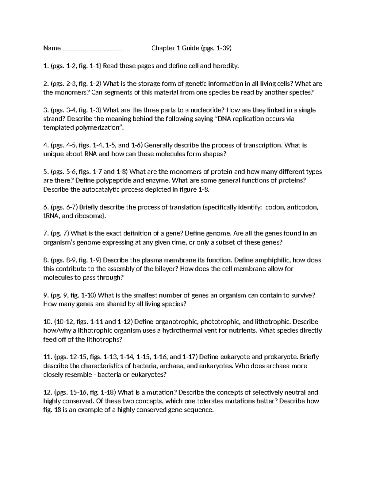 BIO-333 CH1 Guide - Name_________________ Chapter 1 Guide (pgs. 1-39 ...
