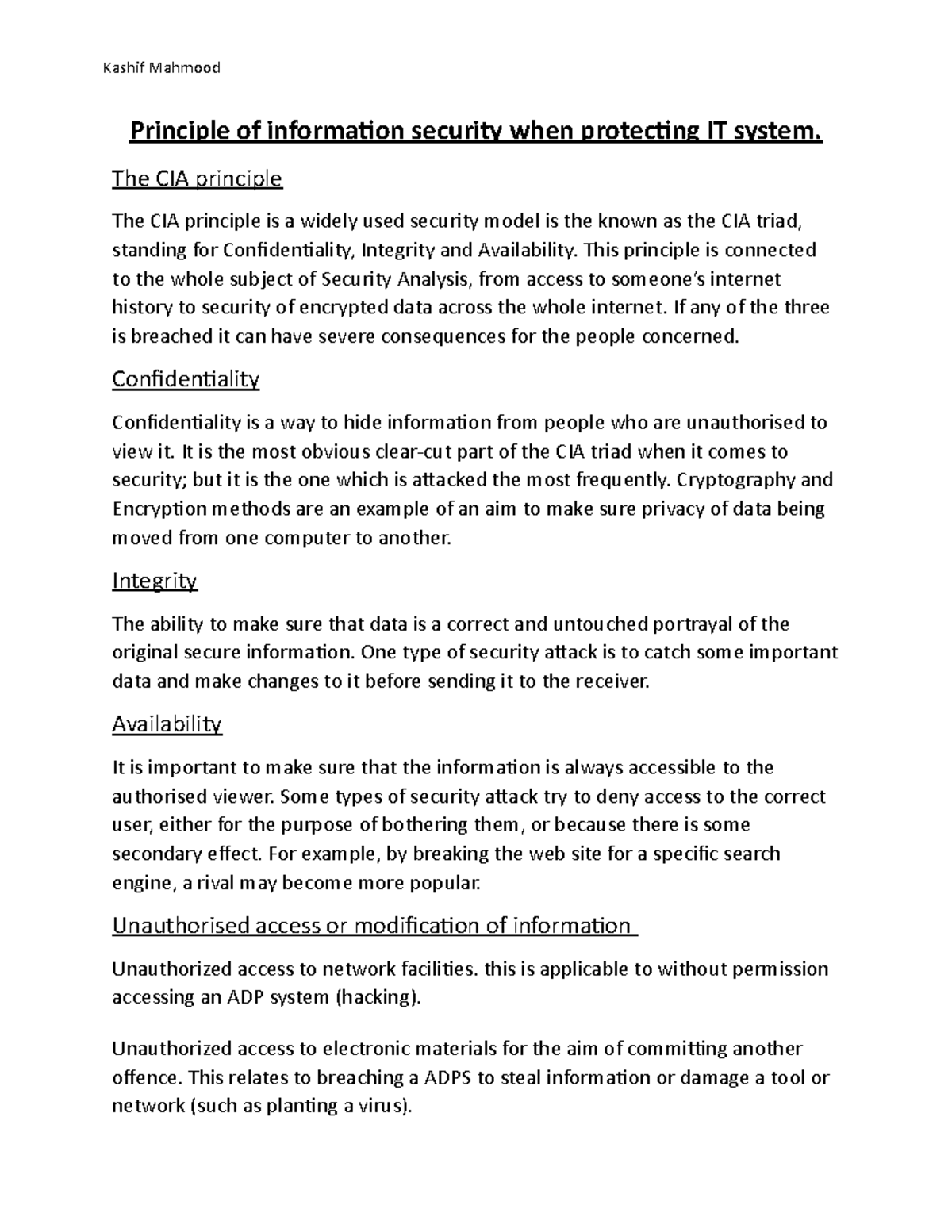 P2- Principle of information security when protecting IT system - The ...