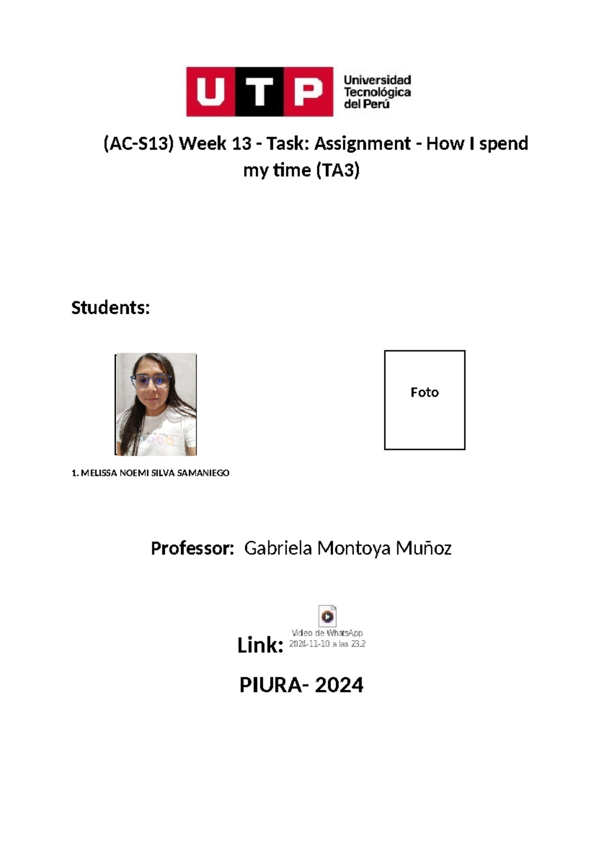 Weed 13 ingles 1 - nkqjsk - ingles, tarea - 🔴 (AC-S13) Week 13 - Task: Assignment - How I spend ...