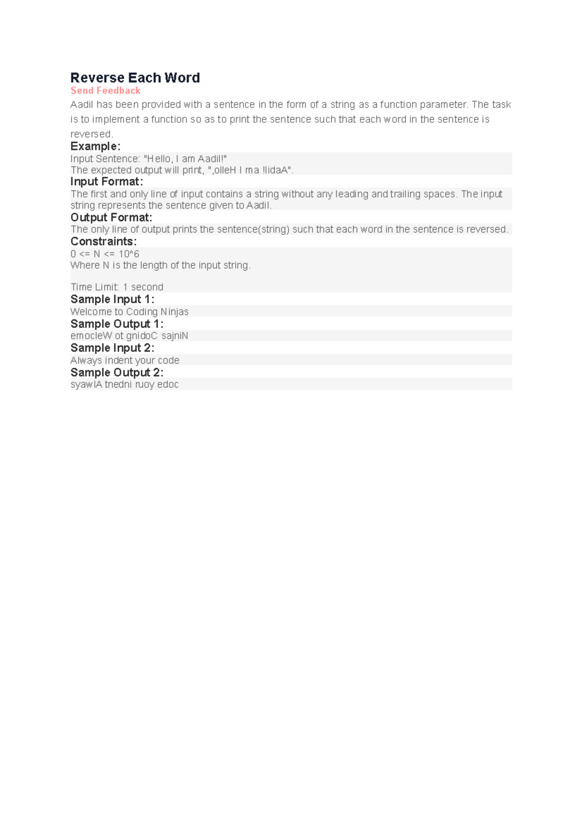 3. Reverse Each Word - Problem solving - Reverse Each Word Send ...