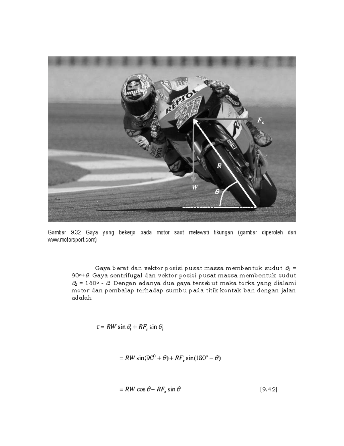 Catatan Fisika Dasar I (168) - W Fs R Gambar 9 Gaya yang bekerja pada ...