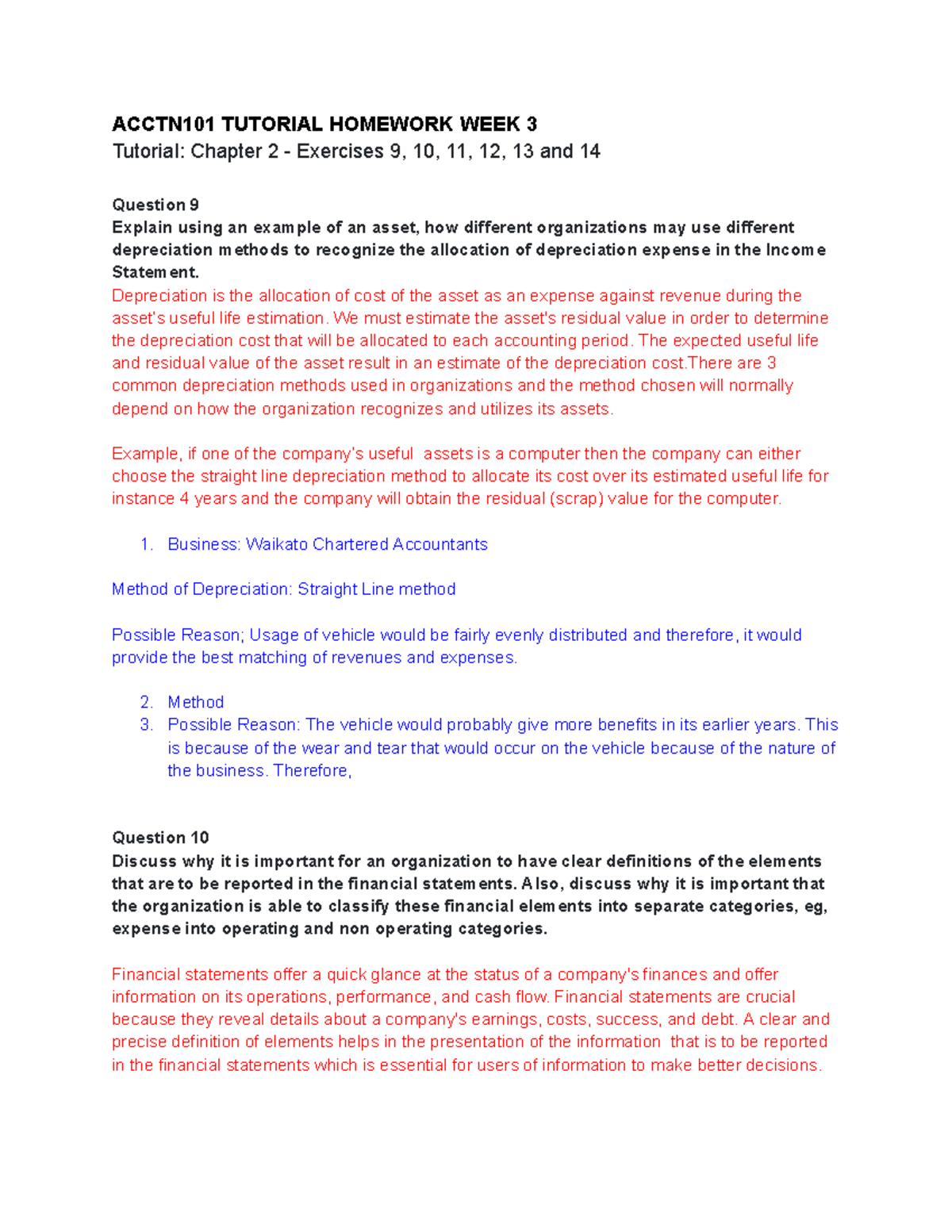 ACCTN101 Tutorial Week 3 - ACCTN101 TUTORIAL HOMEWORK WEEK 3 Tutorial ...