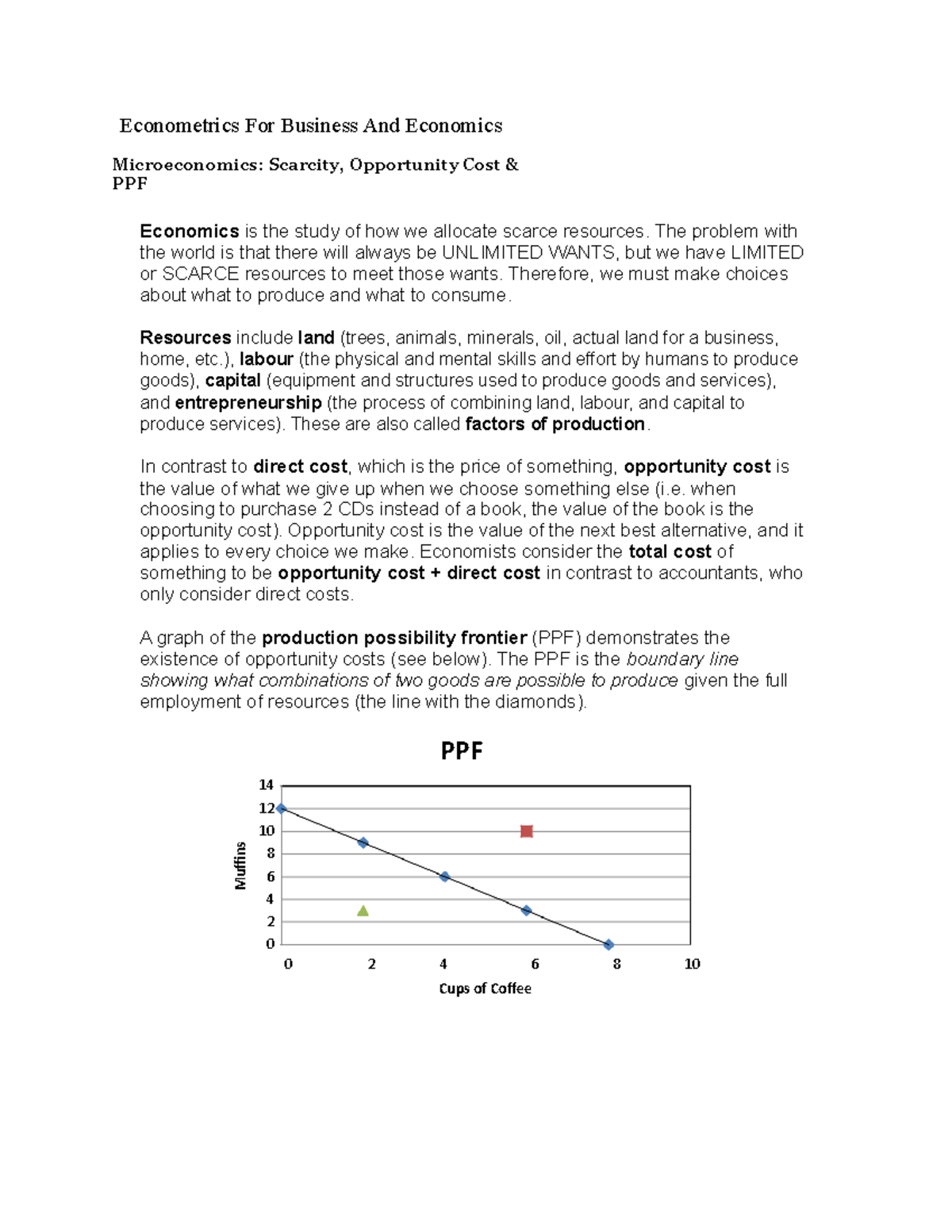 PPF - These are short lecture notes for econometrics for business and ... PPF - These are short lecture notes for econometrics for business and ...