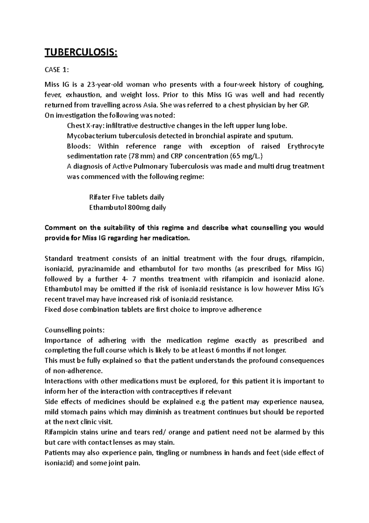 Tuberculosis - Cases in the form of questions and answers ...
