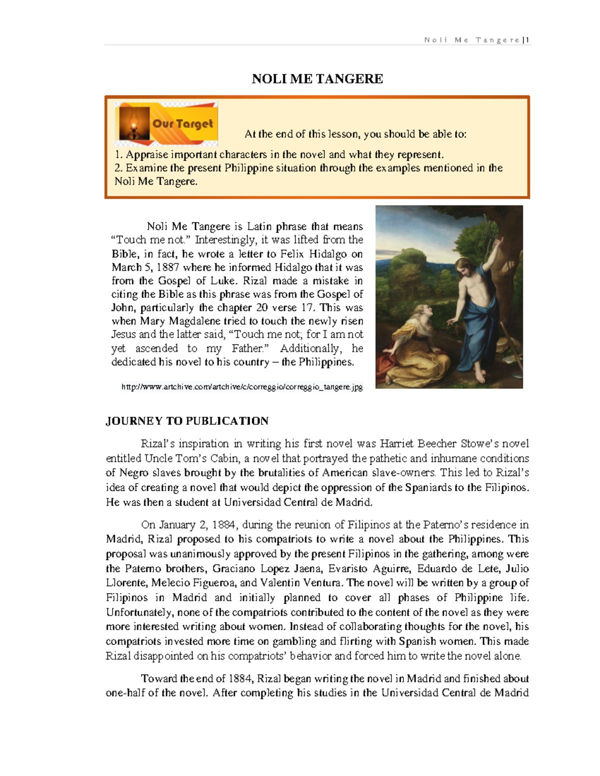 Module 5 NOLI ME Tangere - NOLI ME TANGERE Noli Me Tangere is Latin ...