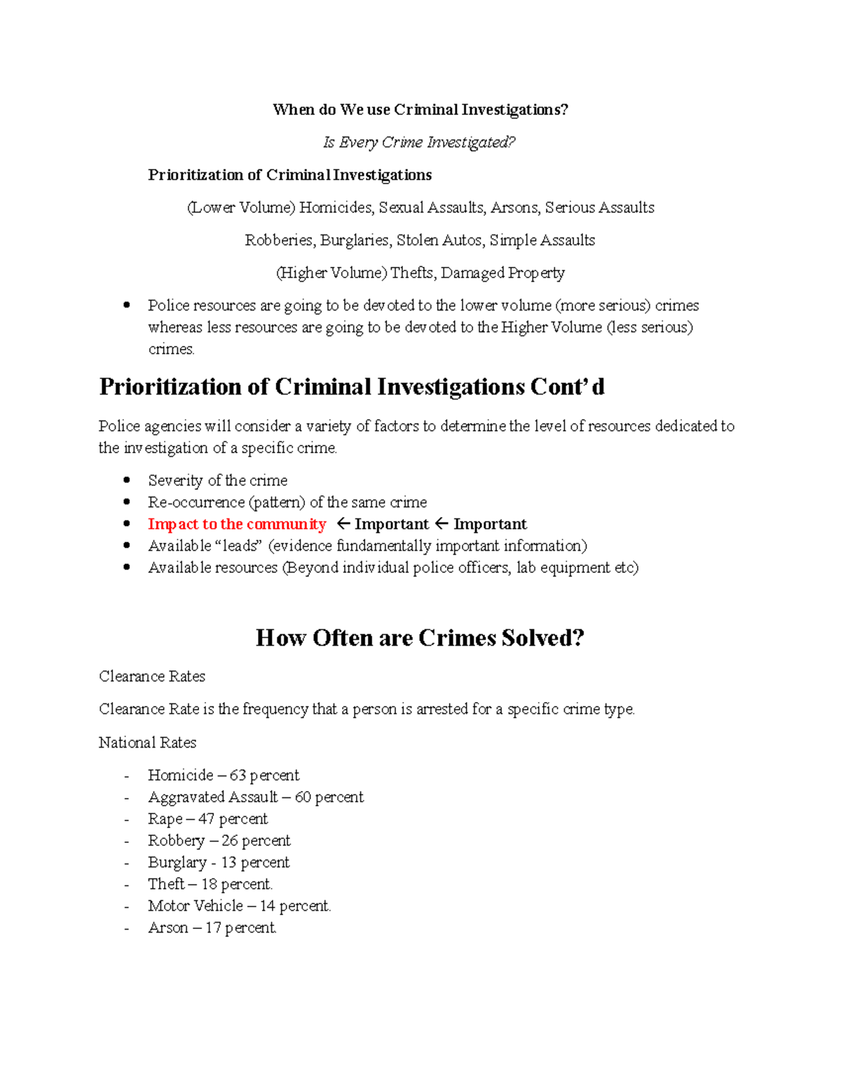 Notes - Everything is here for Exam 1 - When do We use Criminal ...