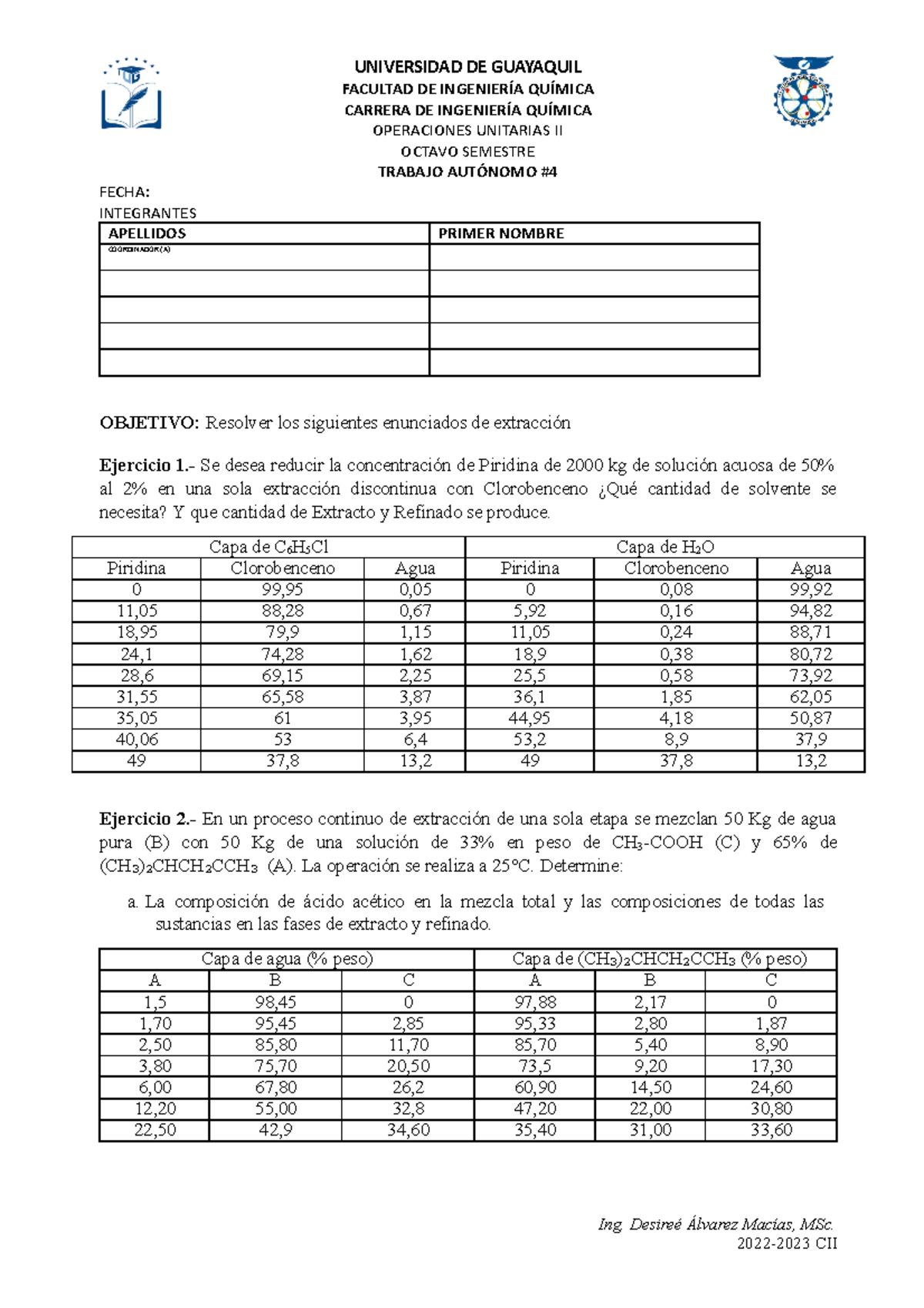 TA-4 - hghgj - UNIVERSIDAD DE GUAYAQUIL FACULTAD DE INGENIERÍA QUÍMICA ...