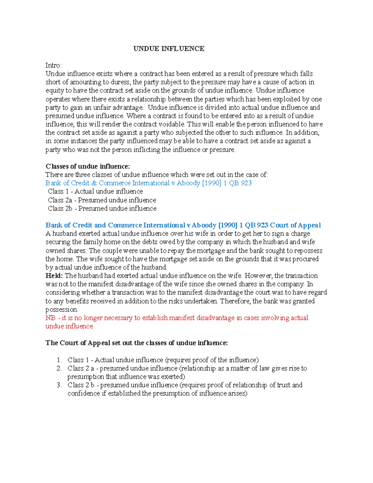 10 - Undue Influence-1 - UNDUE INFLUENCE Intro: Undue influence exists ...
