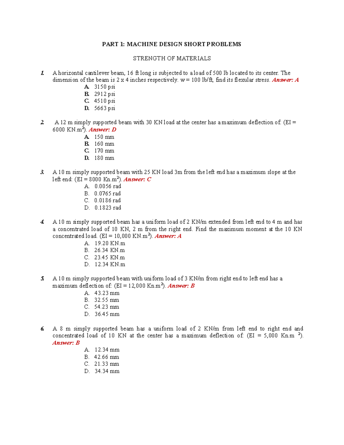 Machine Design for Board Exam - PART 1: MACHINE DESIGN SHORT PROBLEMS ...