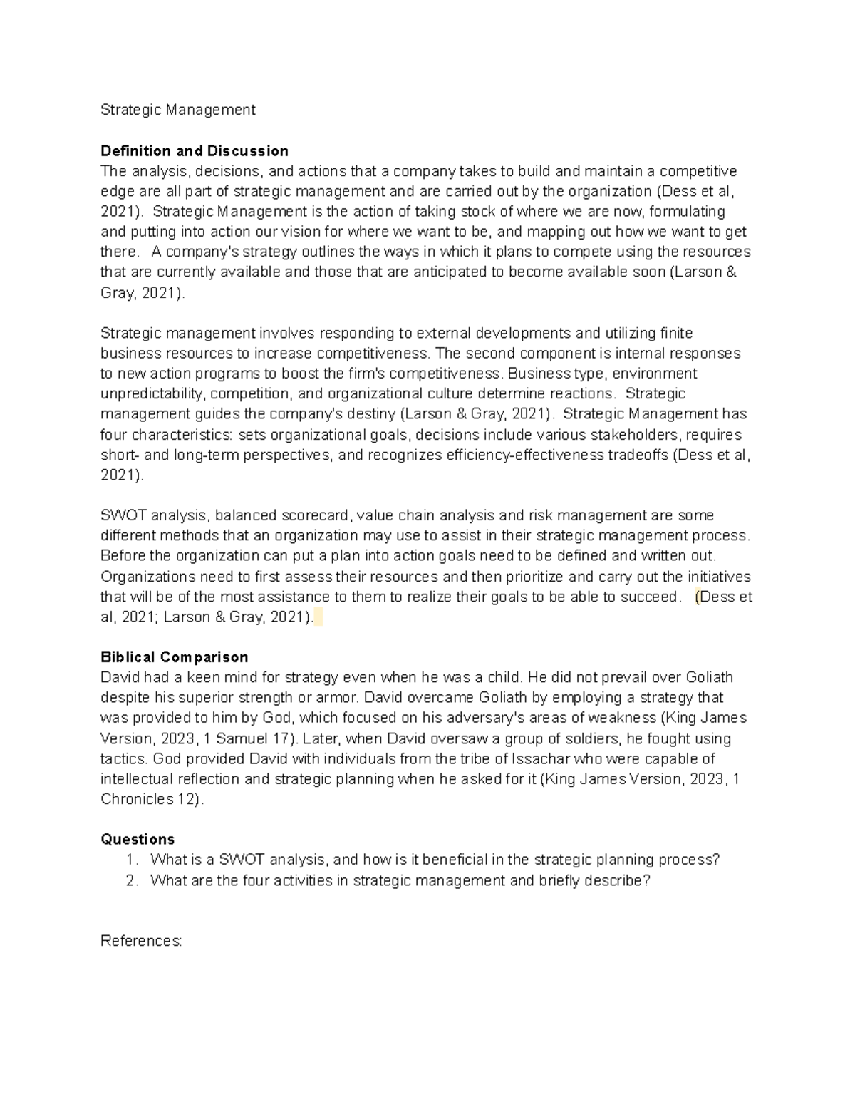 DB 1 Strategic Managment - Strategic Management Definition and ...