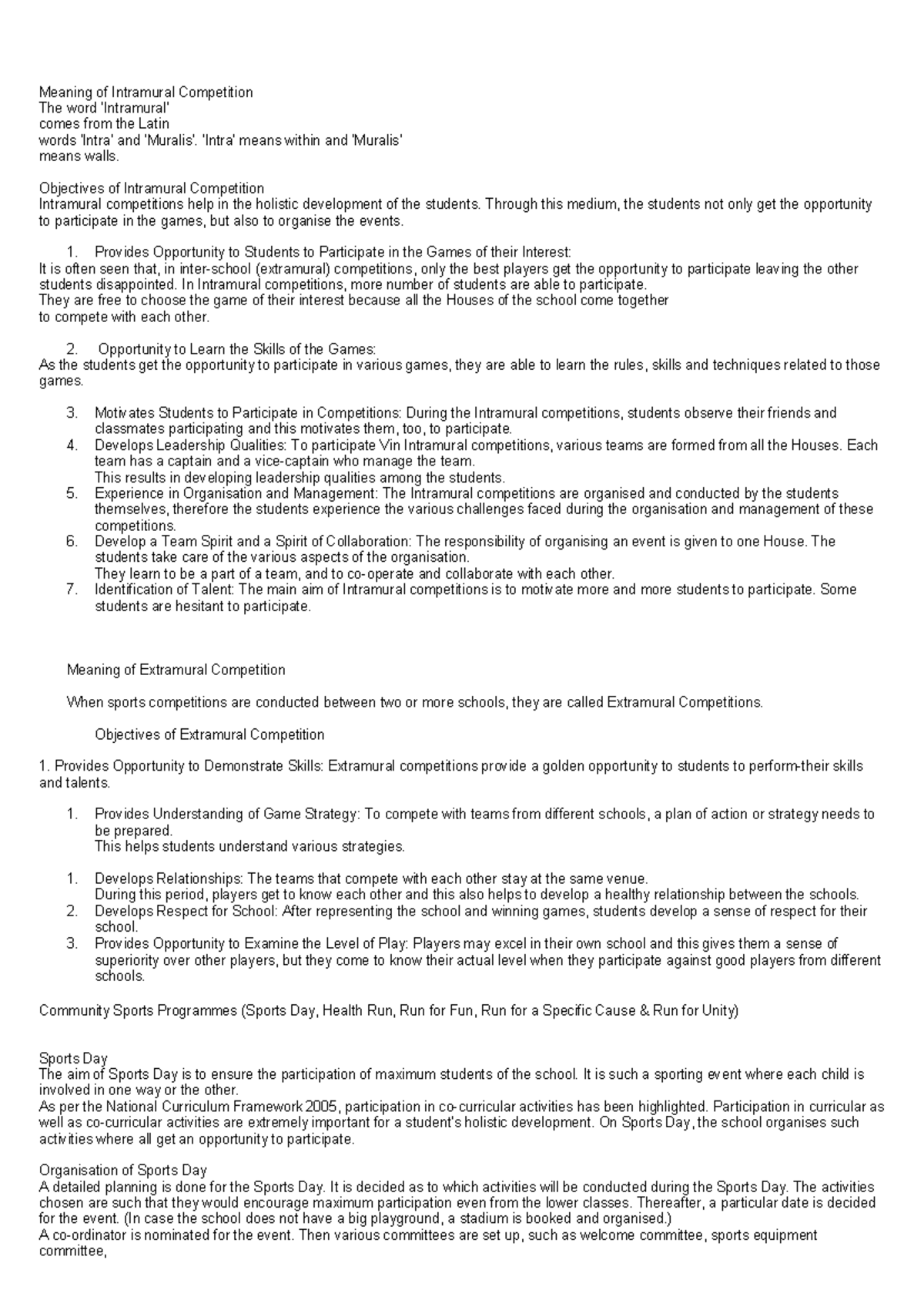 Sample question paper - Meaning of Intramural Competition The word ...