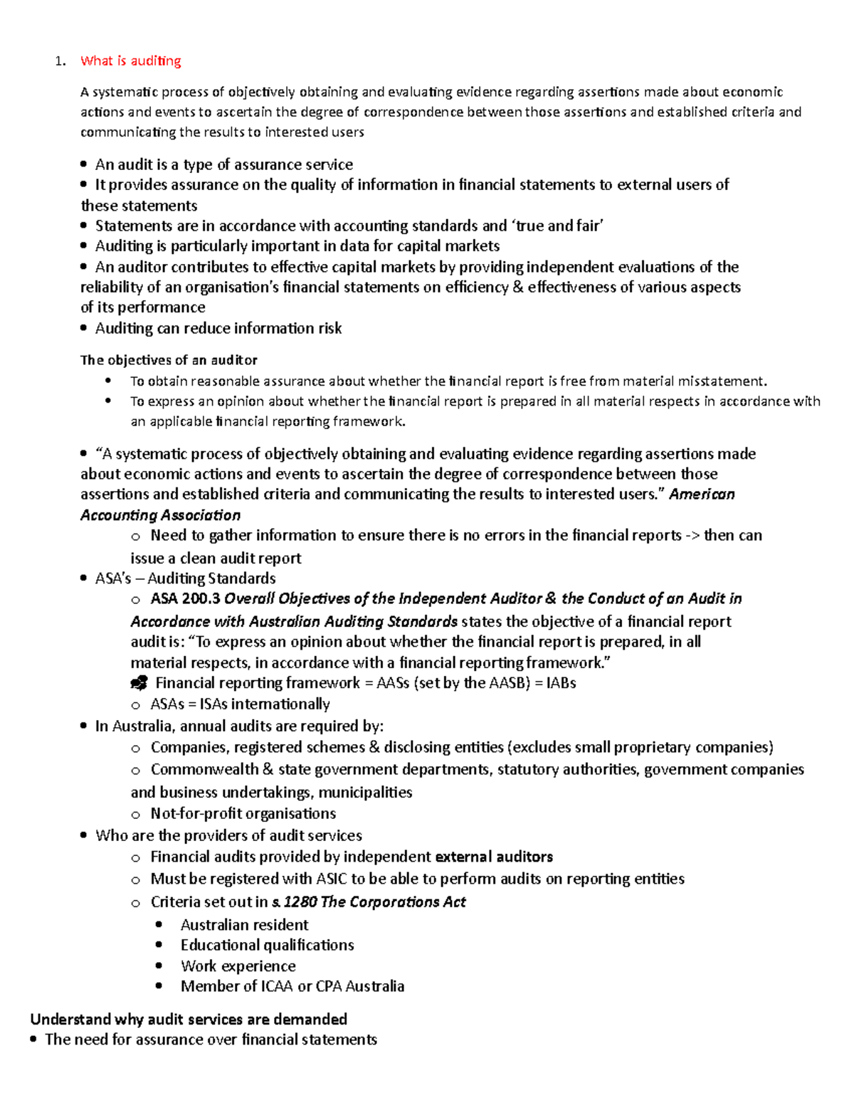 Revision - 1. What is auditing A systematic process of objectively ...