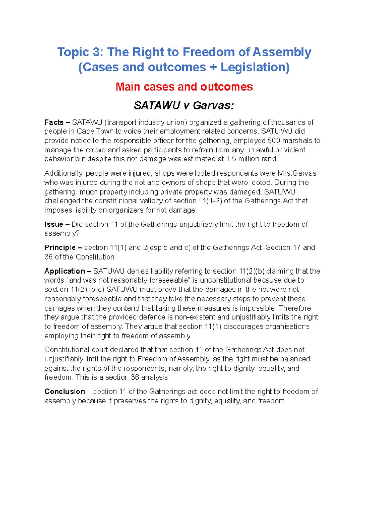 Topic 3 The Right to Freedom of Assembly - Topic 3: The Right to ...
