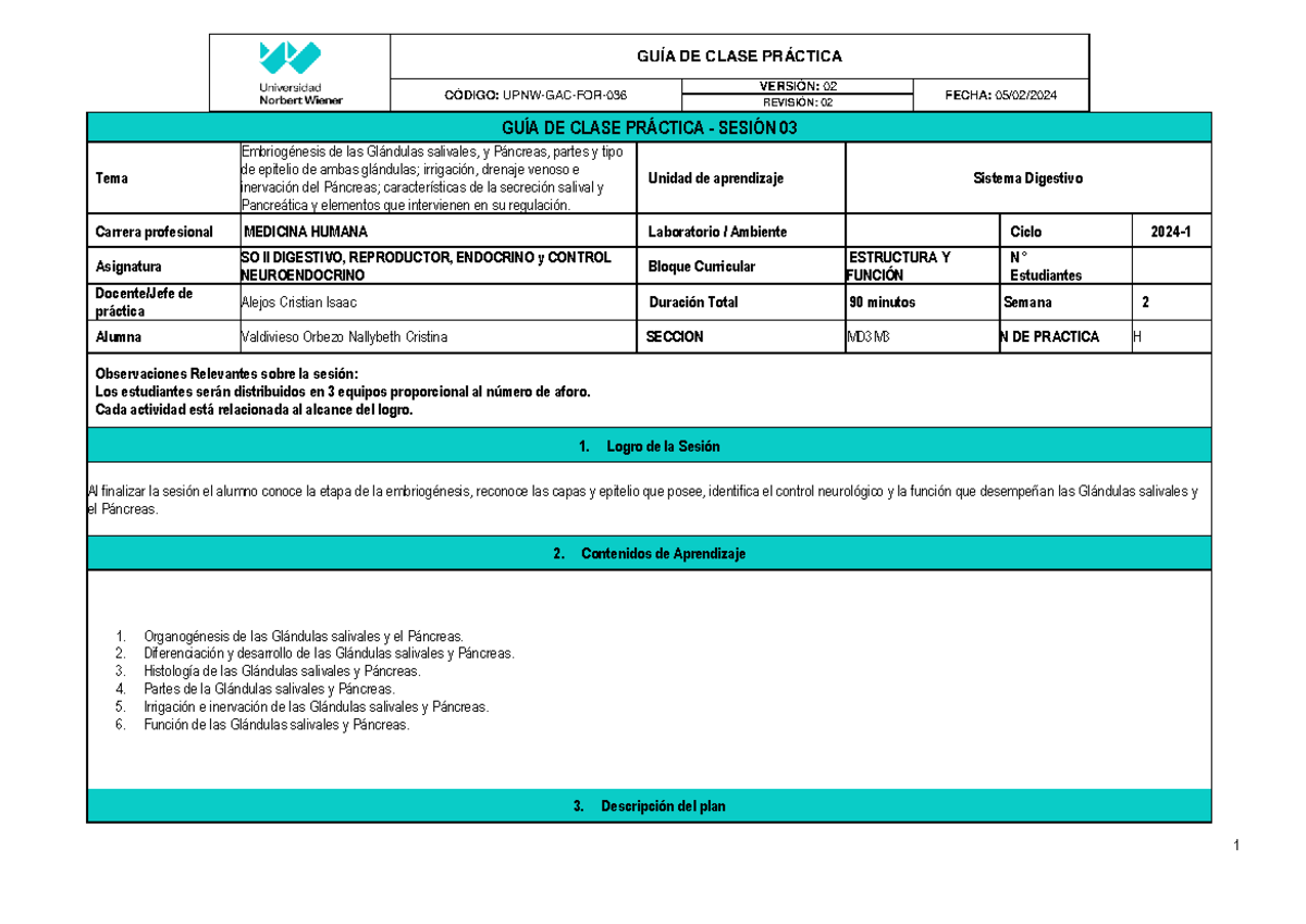 Guia de Practica Clase 03 - CÓDIGO: UPNW-GAC-FOR- 036 VERSIÓN: 02 REVISIÓN: 02 FECHA: 05 / 02 ...