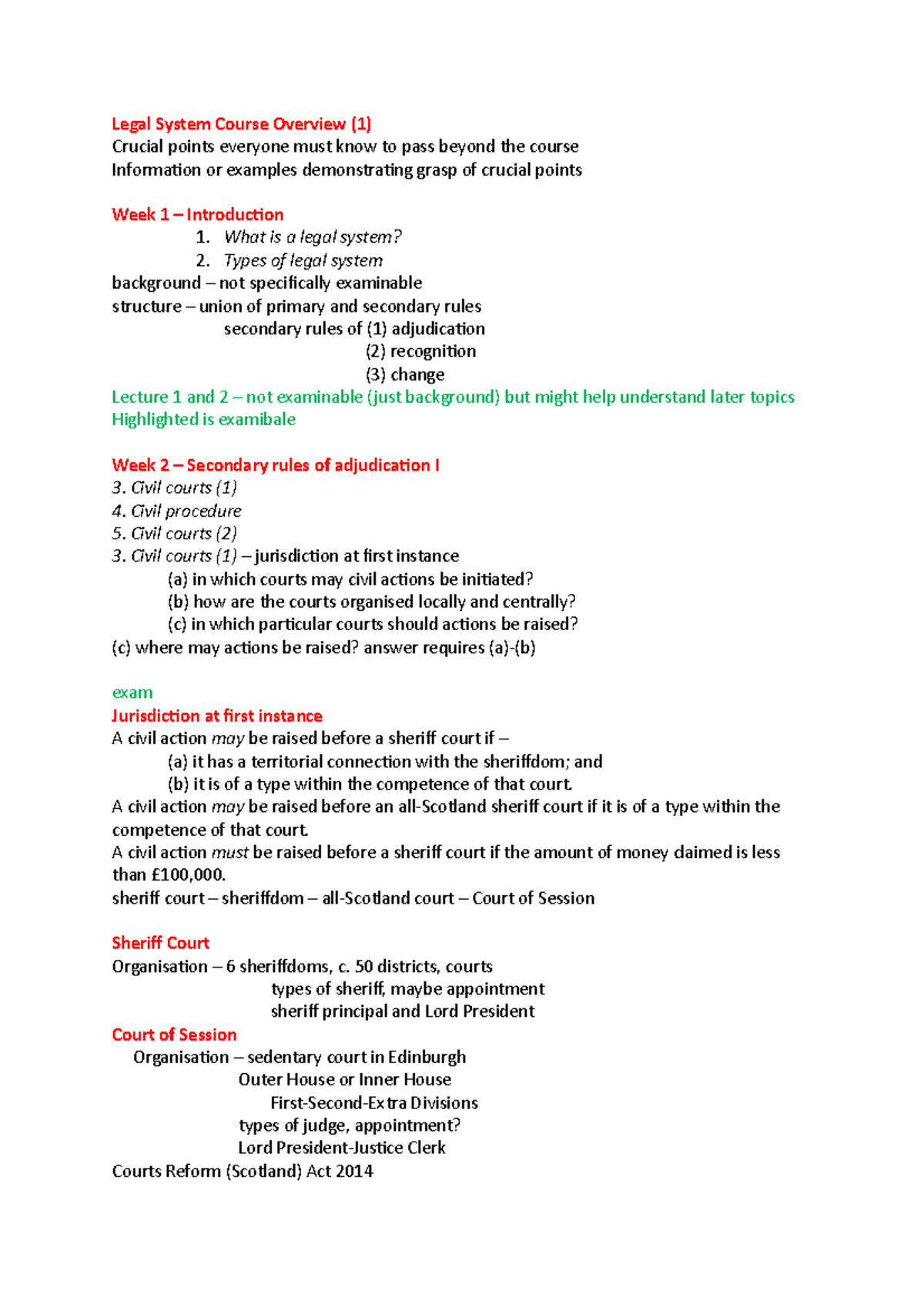 Legal System Course Overview- Revision Class 1- 21:11 - Legal System ...