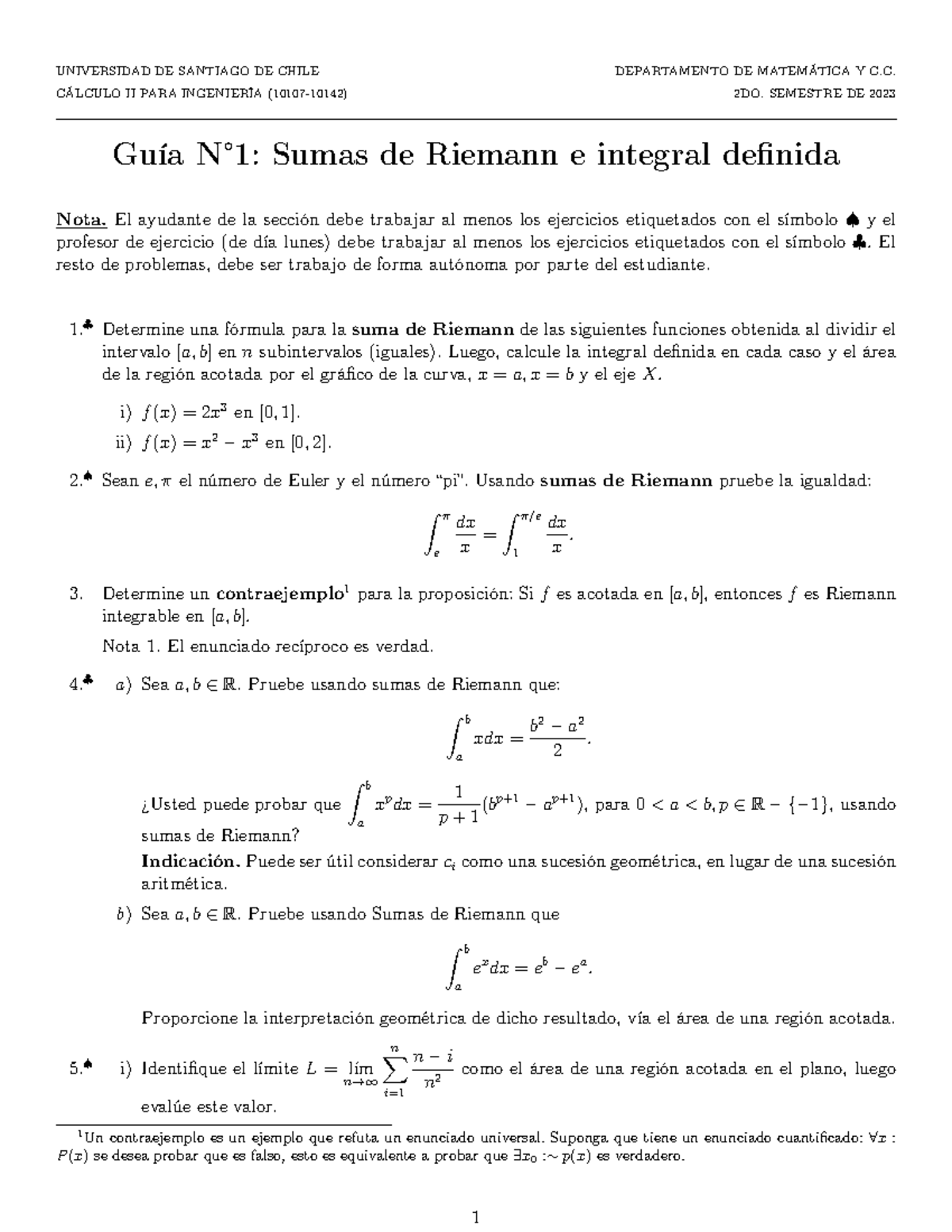 Cal2 Guías 2 23 - Ejercicios - UNIVERSIDAD DE SANTIAGO DE CHILE ...