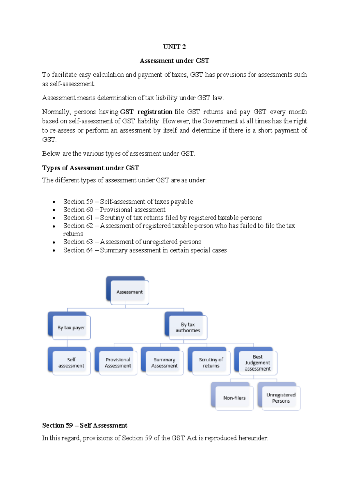 8D40DE55 DAC7 4CB4 991C 2187028 AE3A1 - UNIT 2 Assessment under GST To facilitate easy ...