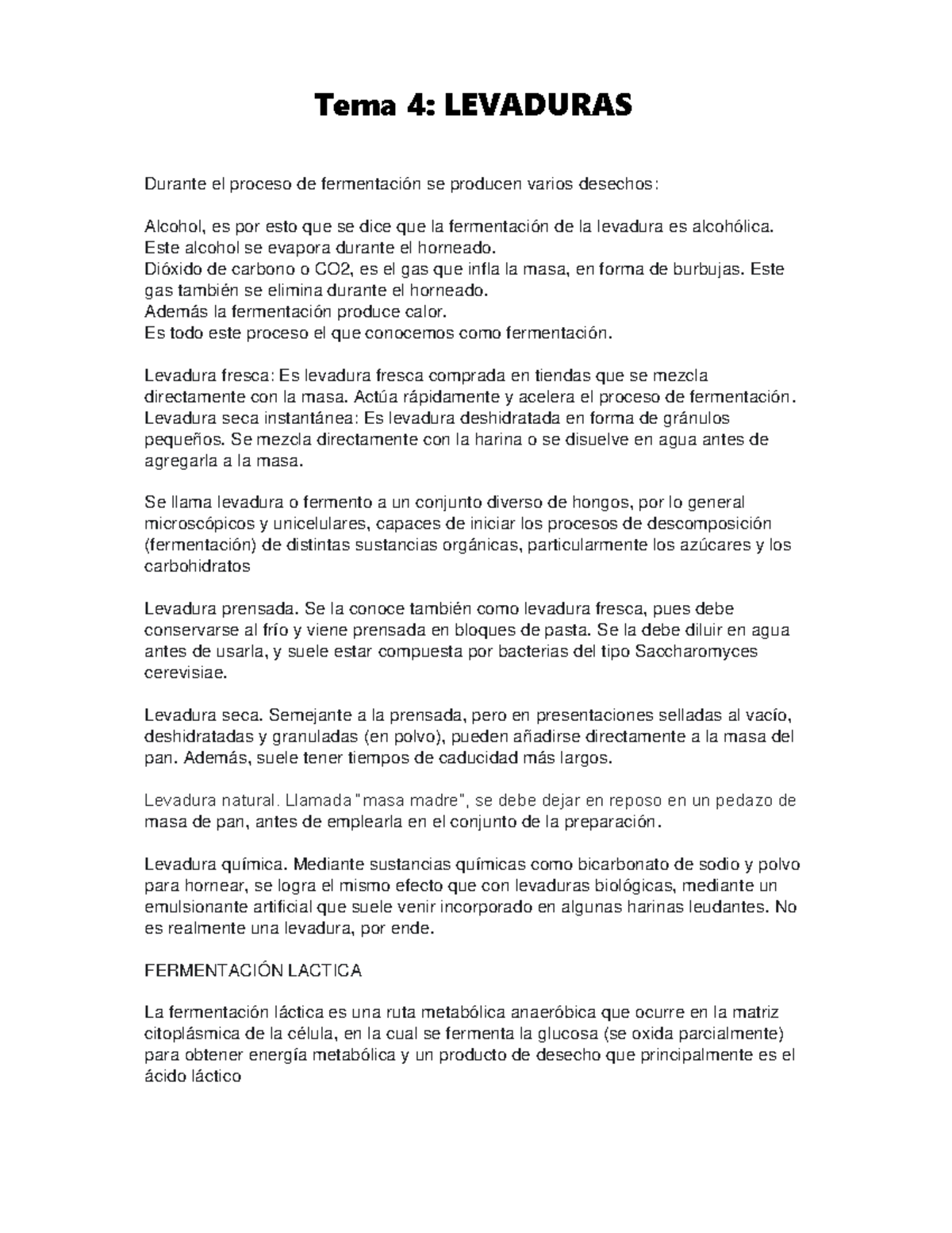 Levaduras y panes - Tema 4 : LEVADURAS Durante el proceso de fermentación se producen varios ...