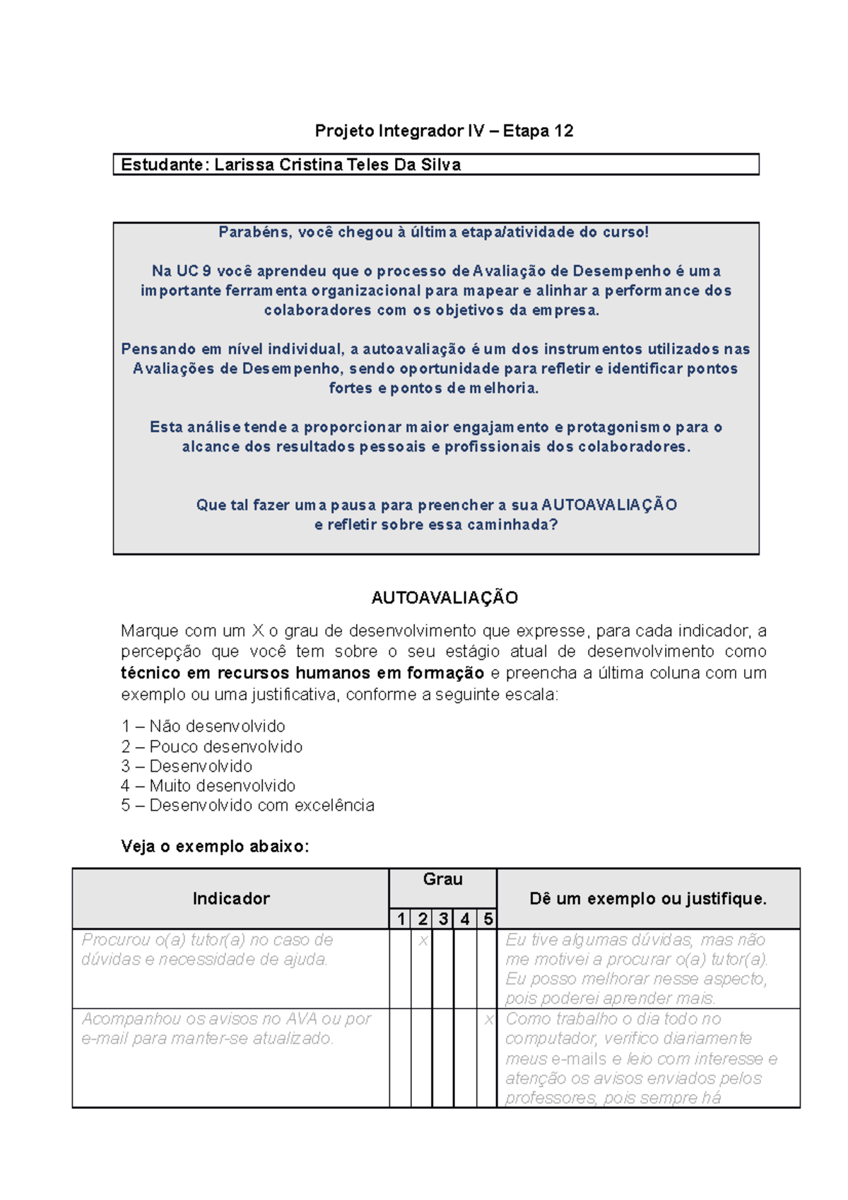 Etapa 12 modelo entrega - Projeto Integrador IV – Etapa 12 Estudante ...