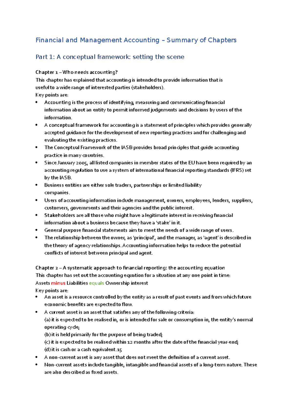 Accounting-Summary - Chapter 1 - Financial and Management Accounting ...