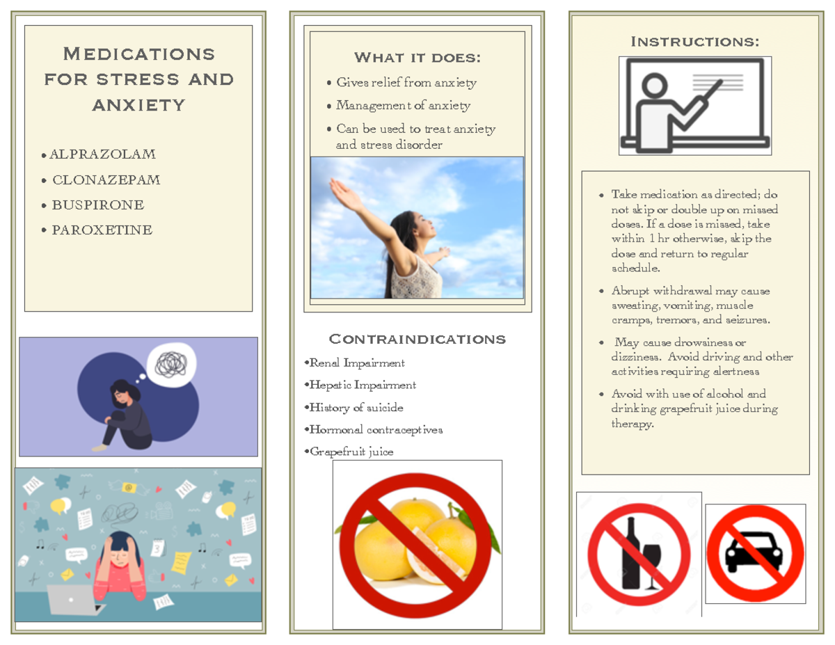 Psych medication teaching - Instructions: Take medication as directed ...