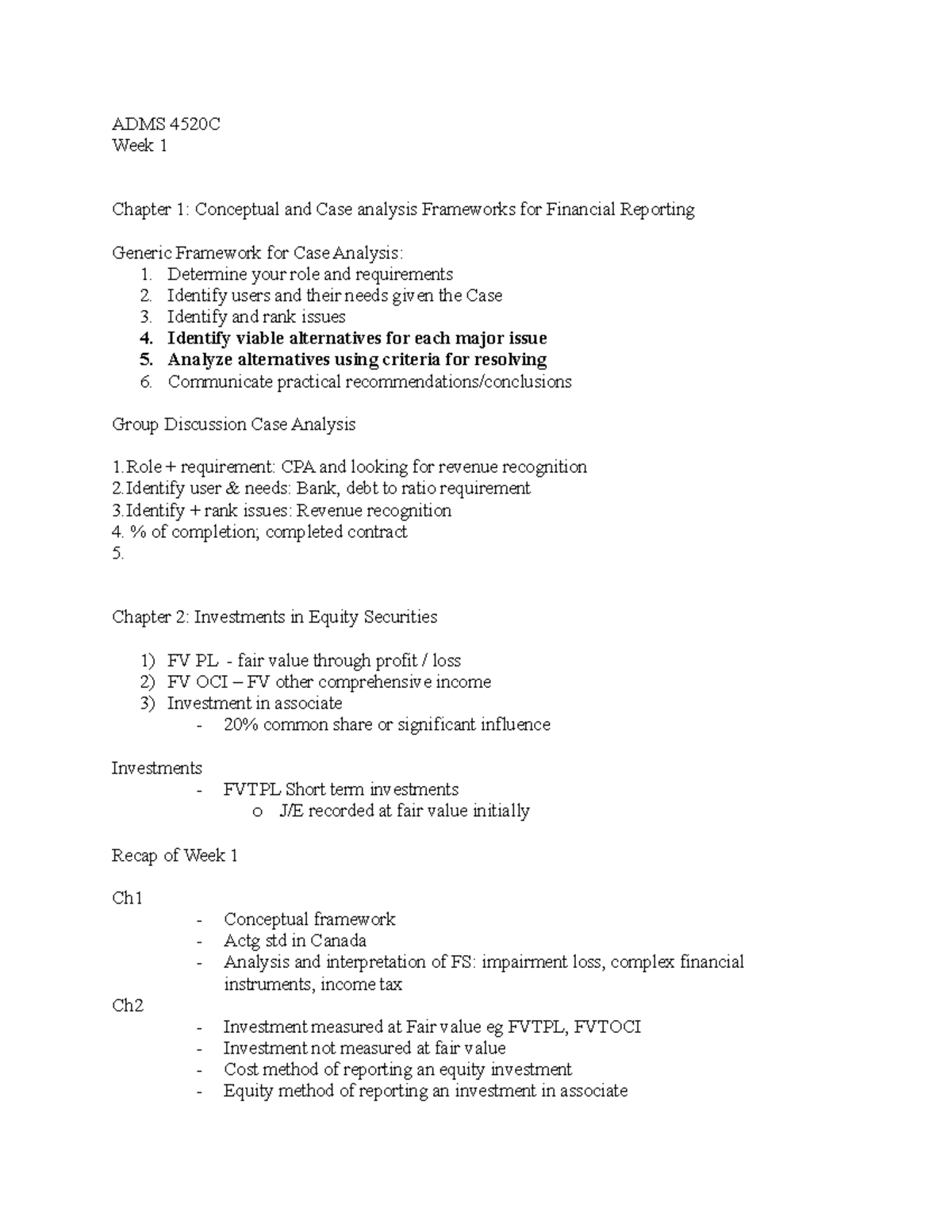 Week 1 brief note - notes - ADMS 4520C Week 1 Chapter 1: Conceptual and ...