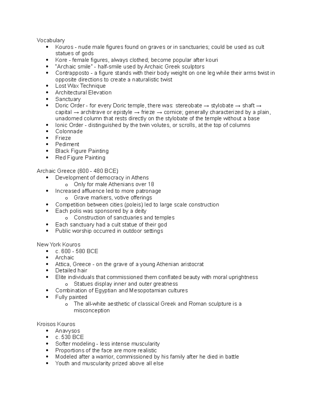 Archaic and early classical grecian art - Vocabulary Kouros - nude male ...