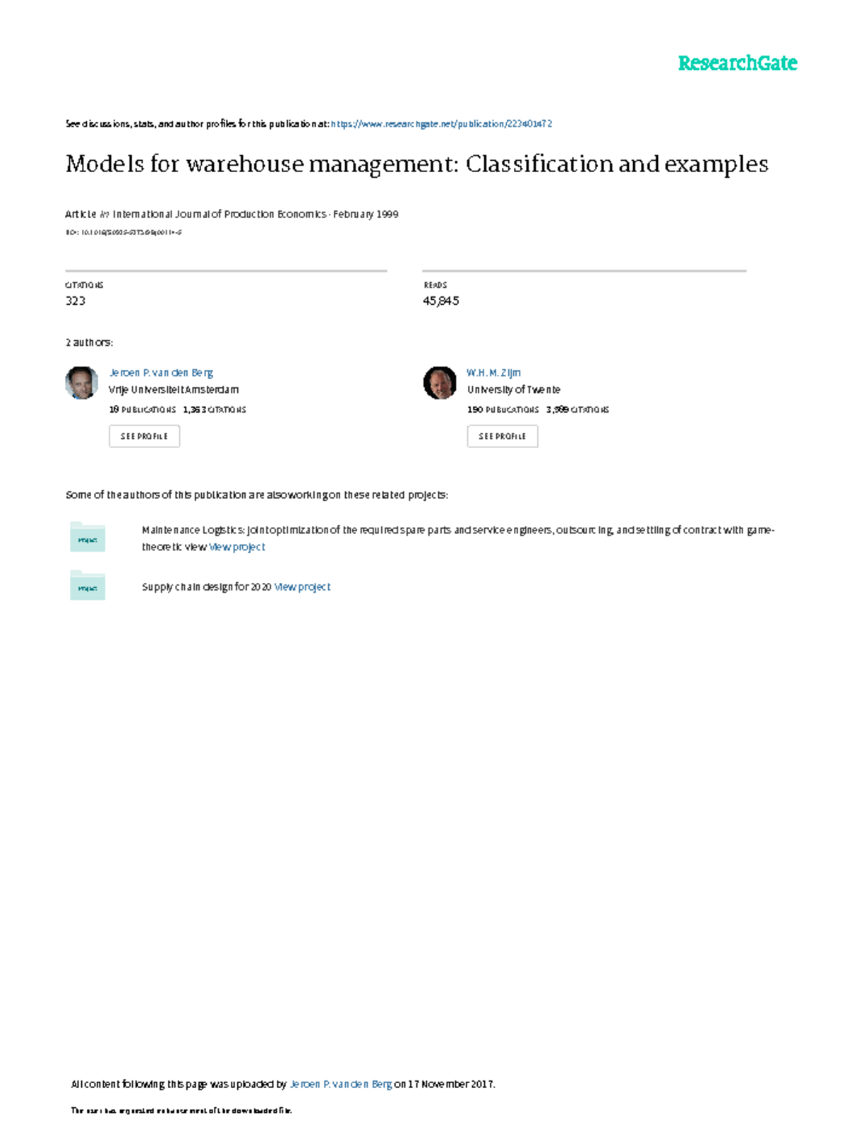 Models for warehouse management Classification and - See discussions ...