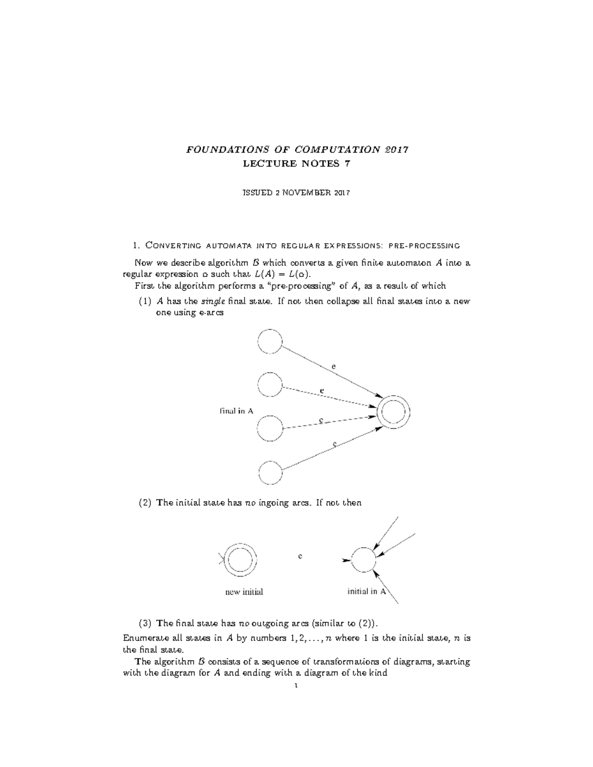 CM50260 2017-2018 Lecture Notes 7 - FOUNDATIONS OF COMPUTATION 2017 ...