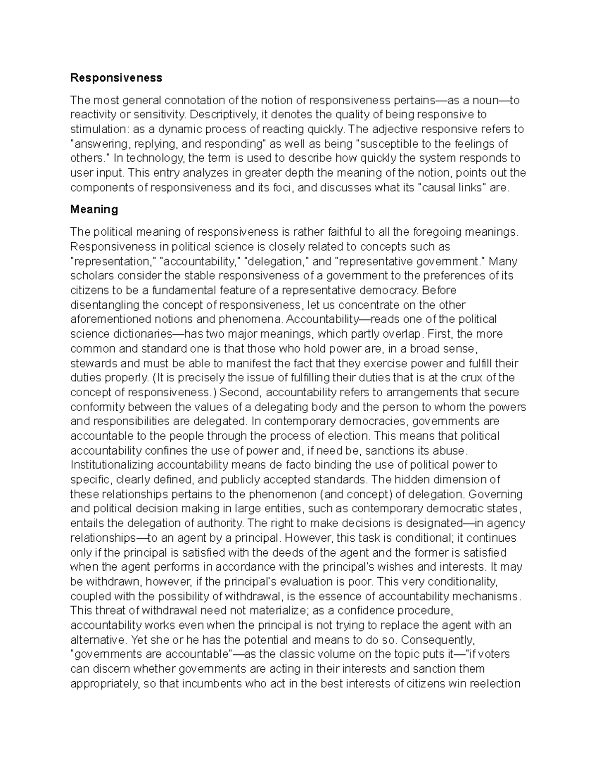 Responsiveness - Descriptively, it denotes the quality of being ...